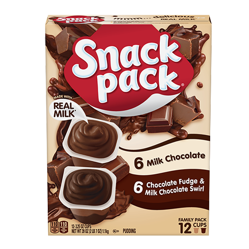 Family Pack Milk & Fudge Chocolate Pudding Cups | Snack Pack